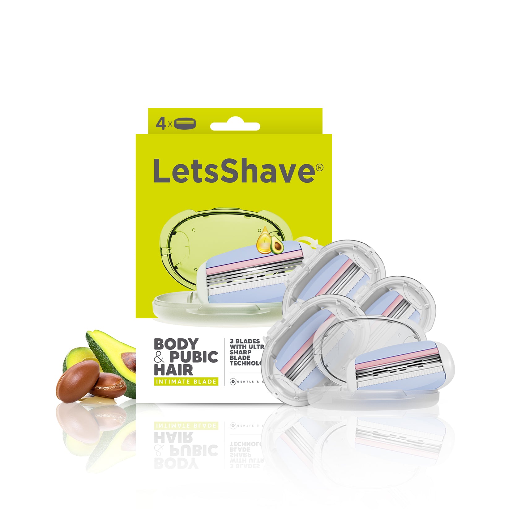 LetsShave Body and Pubic Razor Baldes for Men | 3 Blade painless Groin